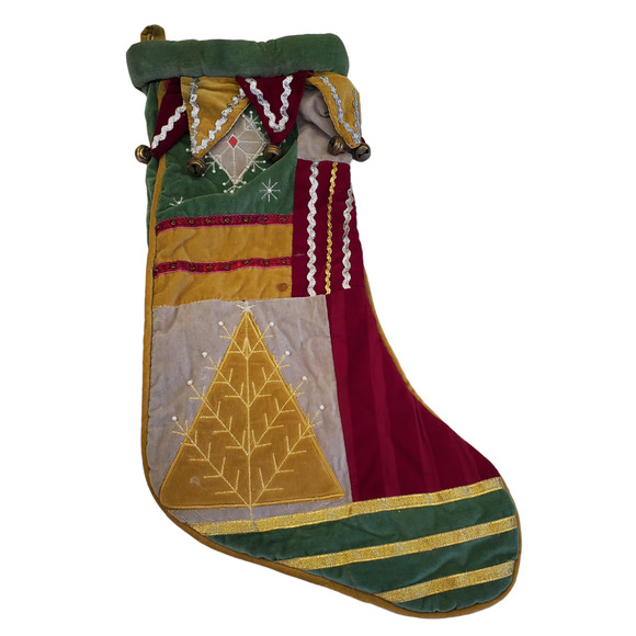 None | Holiday | Vintage Christmas Stocking In Velvet Gold Christmas ...